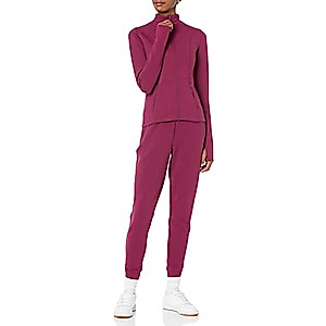 Amazon Essentials Women's Active Sweat Zip Through Jacket, Plum, Large