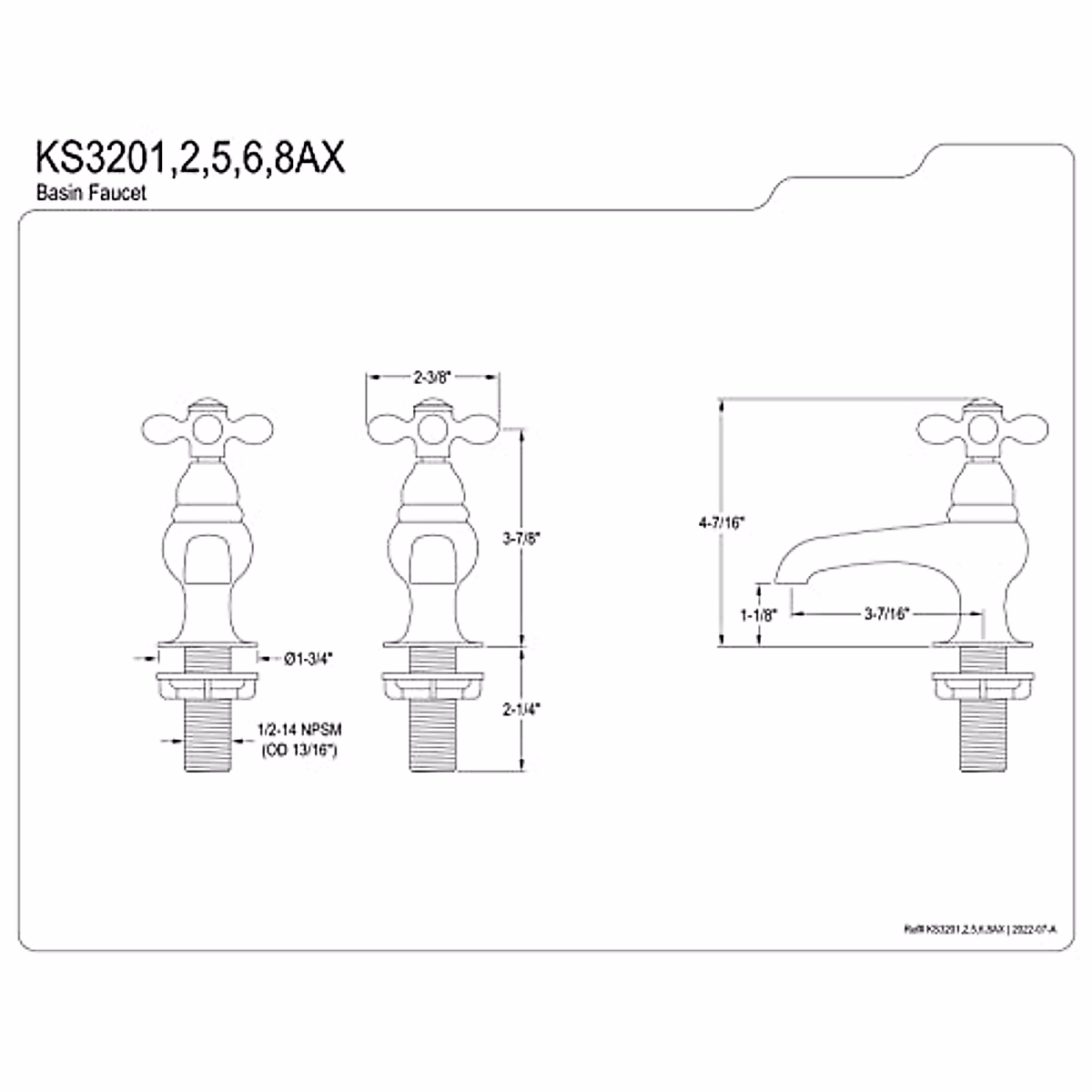 Kingston Brass KS3202AX Restoration Basin Tap Faucet, Polished Brass