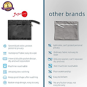 Joyo roy Small Wet Bag Mini Wet Bag Period Bag Black for Private Secret Waterproof Reusable for Girls Women Multi Use for Mama Cloth/Menstrual Pads/Sanity Cups/Breast Pads/Make Up Remover Pads