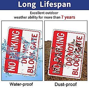 (2 pack) Faittoo No Parking Do Not Block Gate Sign, 10 x 7 Inches rectangle, .040 Rust Free Aluminum, UV Protected and Waterproof, Weather Resistant, Durable Ink, Easy to Mount
