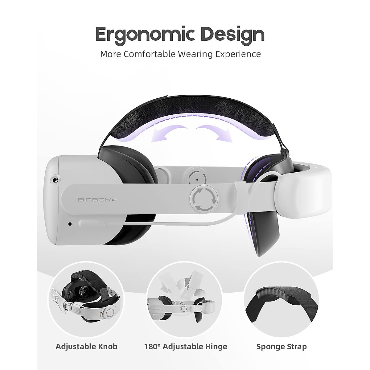 Head Strap with Battery Pack for Quest 2, Dual Replaceable Battery Combo(2x8000mAh) with Charging Dock, Adjustable Design Elite Strap VR Accessories