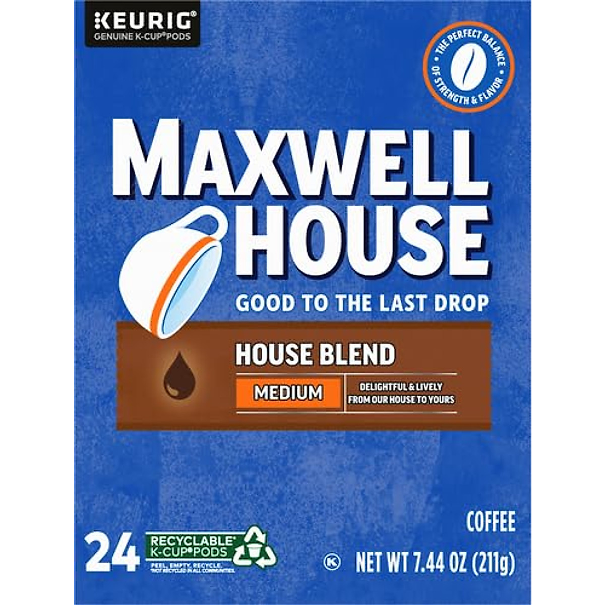 Maxwell House House Blend Medium Roast K-Cup Coffee Pods (24 ct Box)