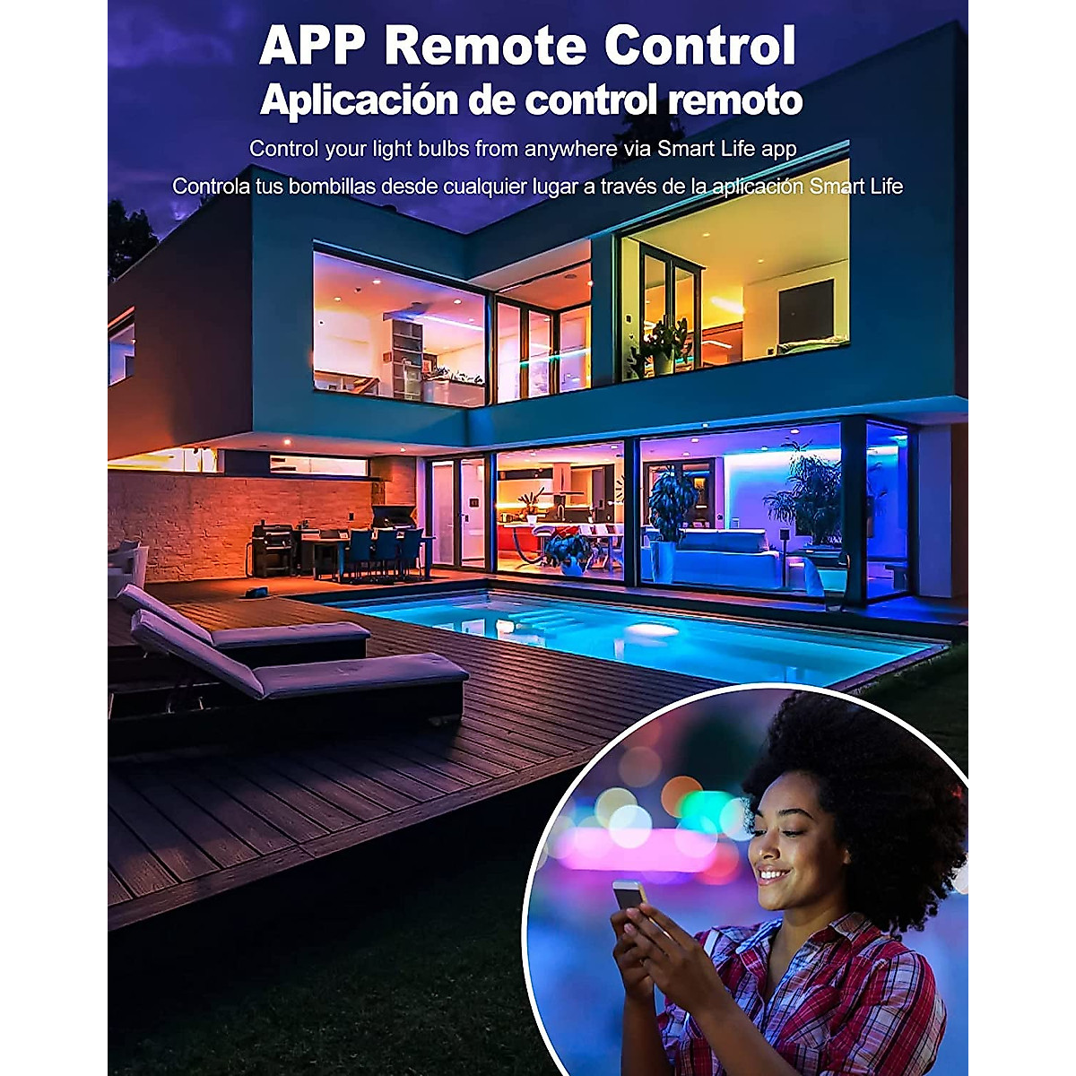 Smart Light Bulbs,Color Changing Light Bulbs That Work with Alexa and Google Assistant,2.4GHz WiFi & Bluetooth Music Sync Multicolor LED Bulbs,7W(60W Eqv.) E26 A19 for Smart Home Lighting-4PACK