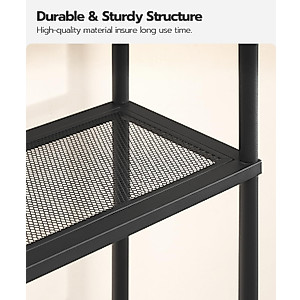 HOOBRO Over The Toilet Storage, 4-Tier Over Toilet Bathroom Organizer, Freestanding Above Toilet Shelf with Adjustable Feet, Space Saving, Easy to Assemble, Rustic Brown and Black BF64TS01