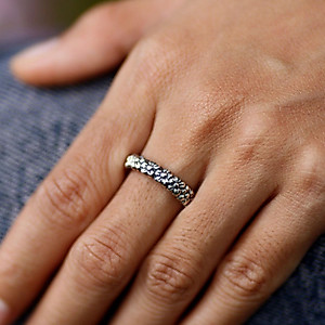 NOVICA Artisan Handmade Sterling Silver Flower Ring Floral Band No Stone Indonesia [0.2 in W] ' Silver Garland'