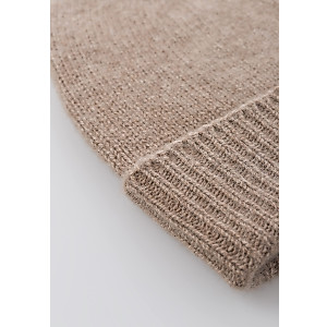 Style Republic Women’s Ribbed Cuff Beanie, 100% Cashmere, Soft & Stretchy with Ribbed Edge, Warm Hat for Winter (Nougat)