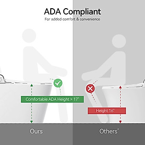 R&T Smart Toilet With Bidet Built In, One-piece Intelligent Toilet for Bathroom with Auto Flushing, Foot Sensor, Elongated Heated Bidet Seat, Remote Control Warm Water, Warm Air Drying Toilet
