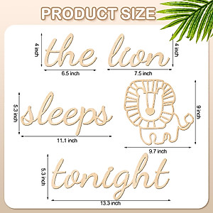 Barydat 5 Pcs Jungle Animal Woodland Nursery Wall Decor The Lion Sleeps Tonight Wall Decor Safari Animal Wall Decor for Nursery Baby Kids Boys Girls Playroom Bedroom