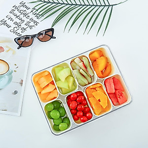WGBP Snackle Box Container, 8 Compartment Divided Serving Tray with Lid and Handle, Snack Box Container for Candy, Fruit and Snacks, Great for Gatherings, Outings, Parties and Entertaining