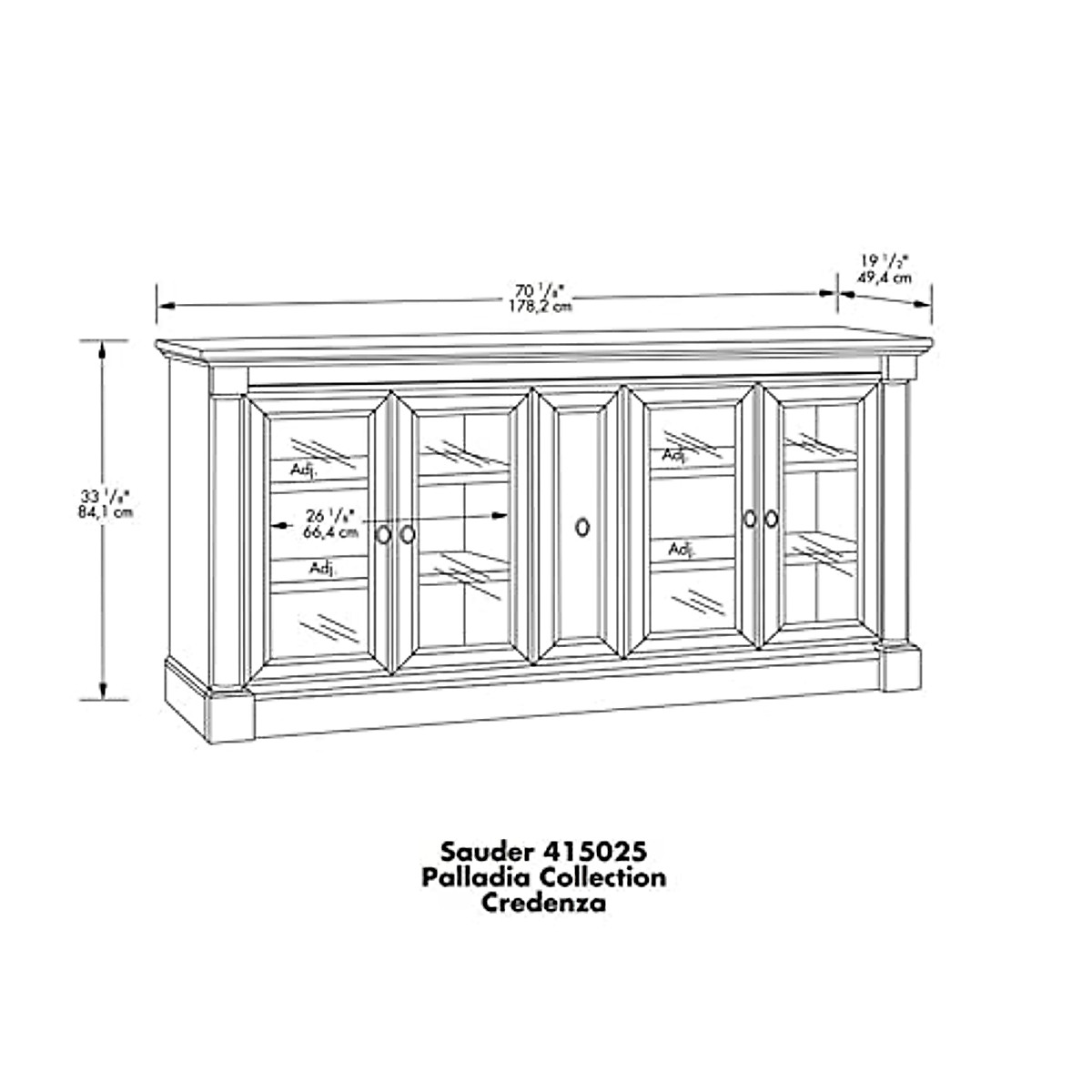 Sauder Palladia Credenza, For TV's up to 70", Select Cherry finish