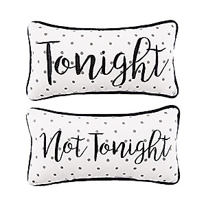 C&F Home Small 6" x 12" Tonight/Not Tonight Embroidered Reversible Pillow Polka Dot Funny and Romantic Decor Decoration Accent Throw Pillow for Bridal Shower Anniversary Bachelorette Party 6" x 12"