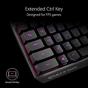 ASUS ROG Strix Scope RX Gaming Mechanical Keyboard, Red Optical Switches, USB 2.0 Passthrough, 2X Wider Ctrl Key, Aura Sync, Armoury Crate RGB Lighting, Black