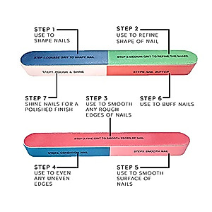 7 Way Nail File and Buffer Block Nail Buffering Files 7 Steps Washable Emery Boards Professional Manicure Tools By DreamCut