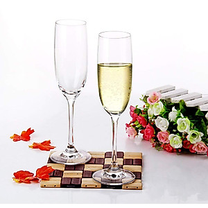 Amlong Crystal Lead-Free Champagne Flutes Glasses, Normal Stem, Set of 4