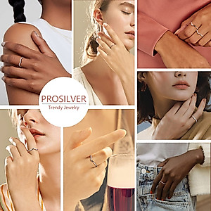 PROSILVER Minimalist Wishbone Ring Plain Silver Knuckle Finger Rings Size 10 Cute Simple Rings