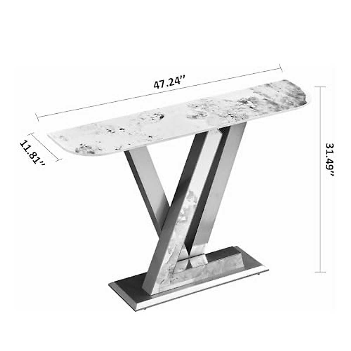 FRITHJILL 47.2" Modern Console Table with Metal Frame, Adjustable Foot Pads, and Sintered Stone Top for Entryway, Hallway, Living Room, and Office, Gold