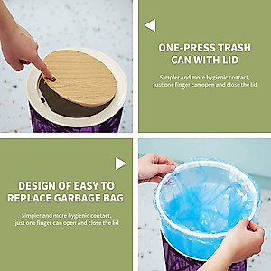 Small Trash Can with Lid for Bathroom Kitchen Office Diaper Magic forest wolves mystery silhouettes river purple light cartoon Bedroom Garbage Trash Bin Dog Proof Waste Basket Cute Decorative