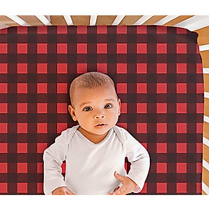 The Peanutshell Crib Sheet Set for Baby Boys or Girls - Red, Black & Grey Buffalo Plaid - 2 Pack Set
