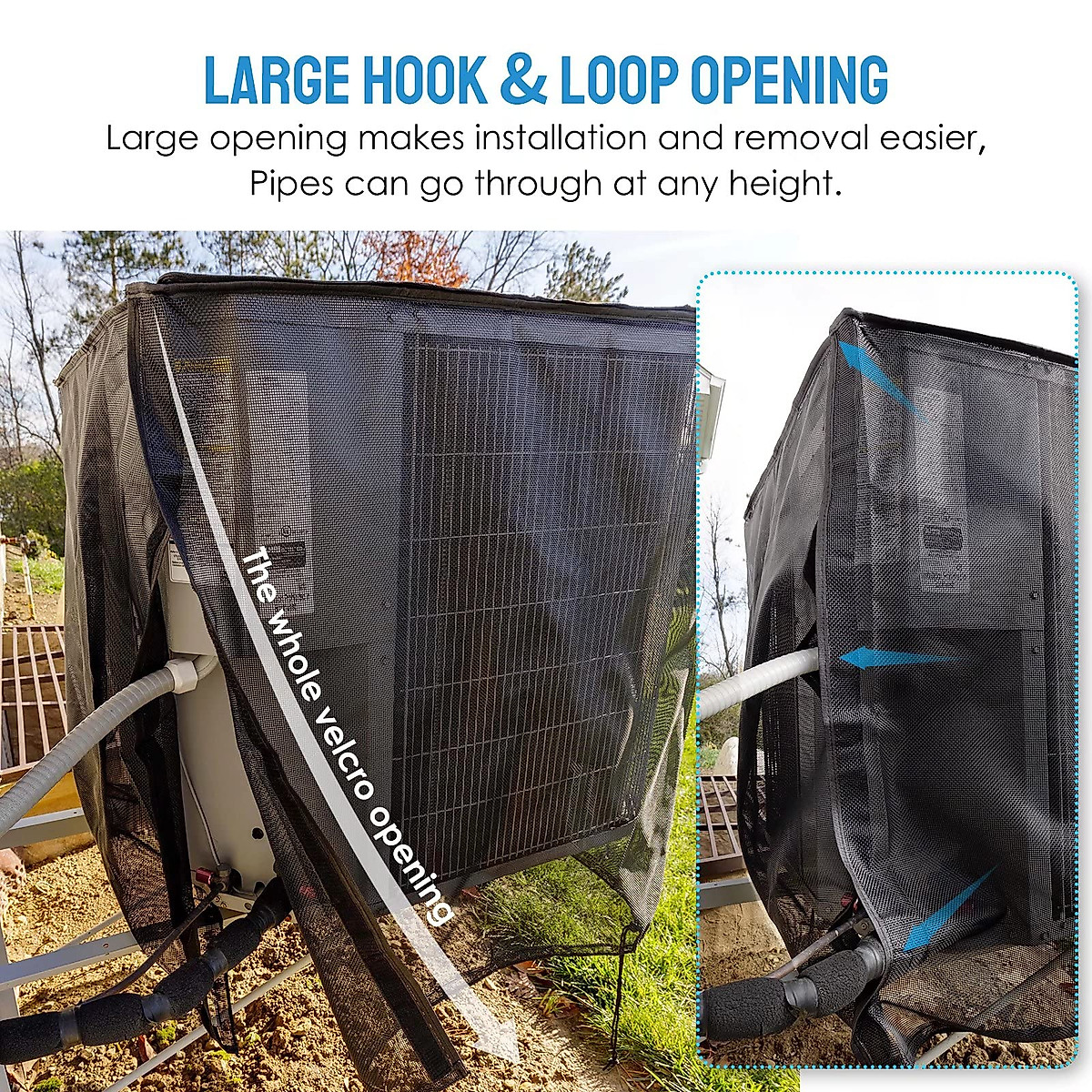 Joiish Air Conditioner Cover for Outside Units, 32'' x 32'' x 36" Full Mesh with 600D Detachable Waterproof Top, All Seasons Outdoor Central AC Protector Against Leaves, Weeds, Cottonwood and Debris