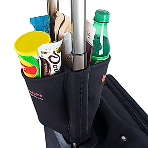 simpletome Luggage Cup Holder Hands-Free Travel Drink Caddy Bag Attachment Simple Style Elastic Materials Easy to Install and Remove(Black)