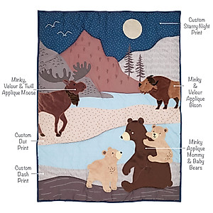Lambs & Ivy Big Sky Blue/Brown Woodland Animals 4-Piece Baby Crib Bedding Set