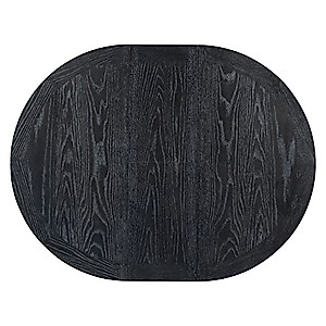 Dinehome 5-Piece Retro Style Wooden Extendable Round Dining Table Set with 4 Upholstered Chairs, Espresso