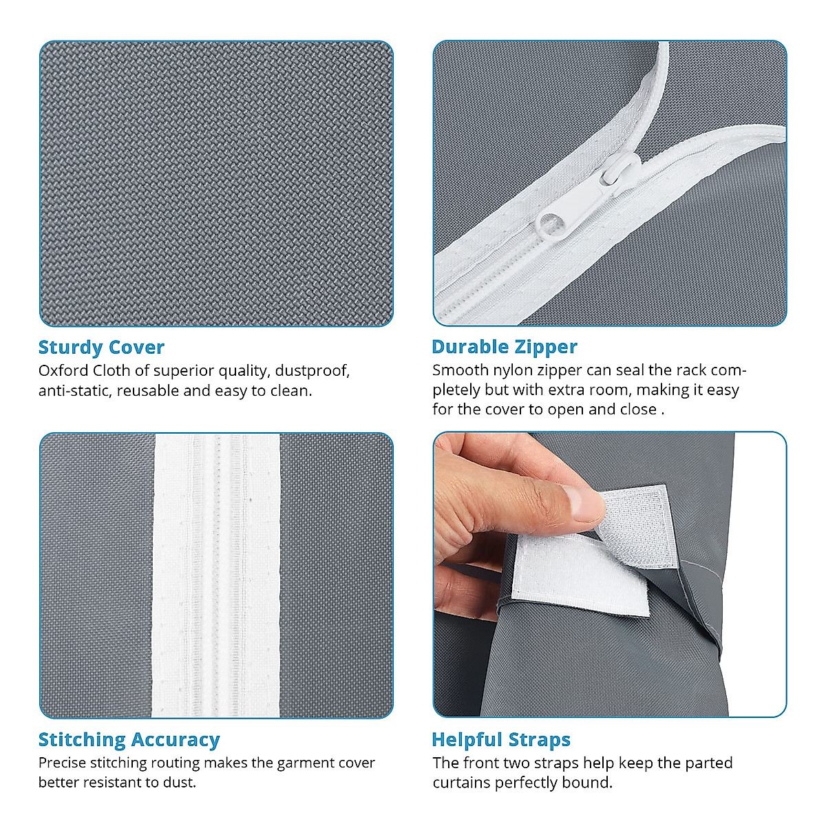 VIPEK R1C Portable Closet with Cover - Heavy Duty Freestanding Clothes Rack with Wheels & Hanging Rod, White with Gray Cover