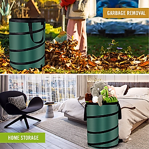 HQSSWUCH Pop Up Trash Can and Recycling Bins, Lawn and Leaf Bags14x16 in, Collapsible Trash Can Camping, Outdoor Trash Can, 600D Waterproof Oxford Cloth Reusable Yard Waste Bags (2Pcs-10 Gallons)