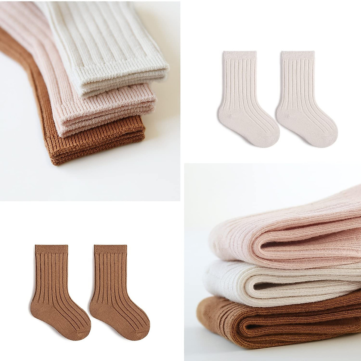 FYLuoke Baby Girls Boys Socks Unisex-Baby Infant Cotton Crew Socks for Skid Toddler Ankle Socks Set(Solid 10 pairs,1-3T)