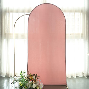 Efavormart 7ft Dusty Rose Spandex Fit Round Top Backdrop Frame Stand Cover, 2-Sided Wedding Arch Cover