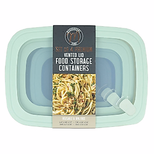 Set of 4 BPA Free Food Storage Containers with Vented Lids Assorted Sizes, Microwave & Freezer Safe, Leftovers, Meal Prep, Fridge Organization Dry Grains Storage by Dependable Industries Inc. (Green)