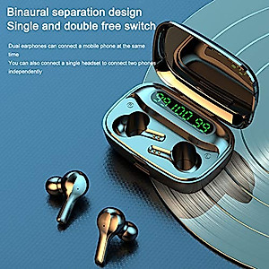 Dyllutrwhe Earphones Bluetooth Wireless R3 TWS Waterproof Bluetooth 5.0 Wireless HiFi Stereo Earphones with Microphone Black