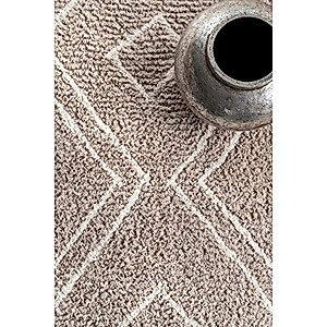 nuLOOM Layla Moroccan Diamond Tassel Wool Area Rug, 7' 6" x 9' 6", Tan