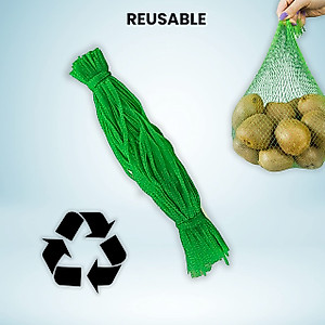 Simond Store 15" Green Reusable 200 Poly Mesh Net Bags Produce Grocery Fruit Vegetable Storage