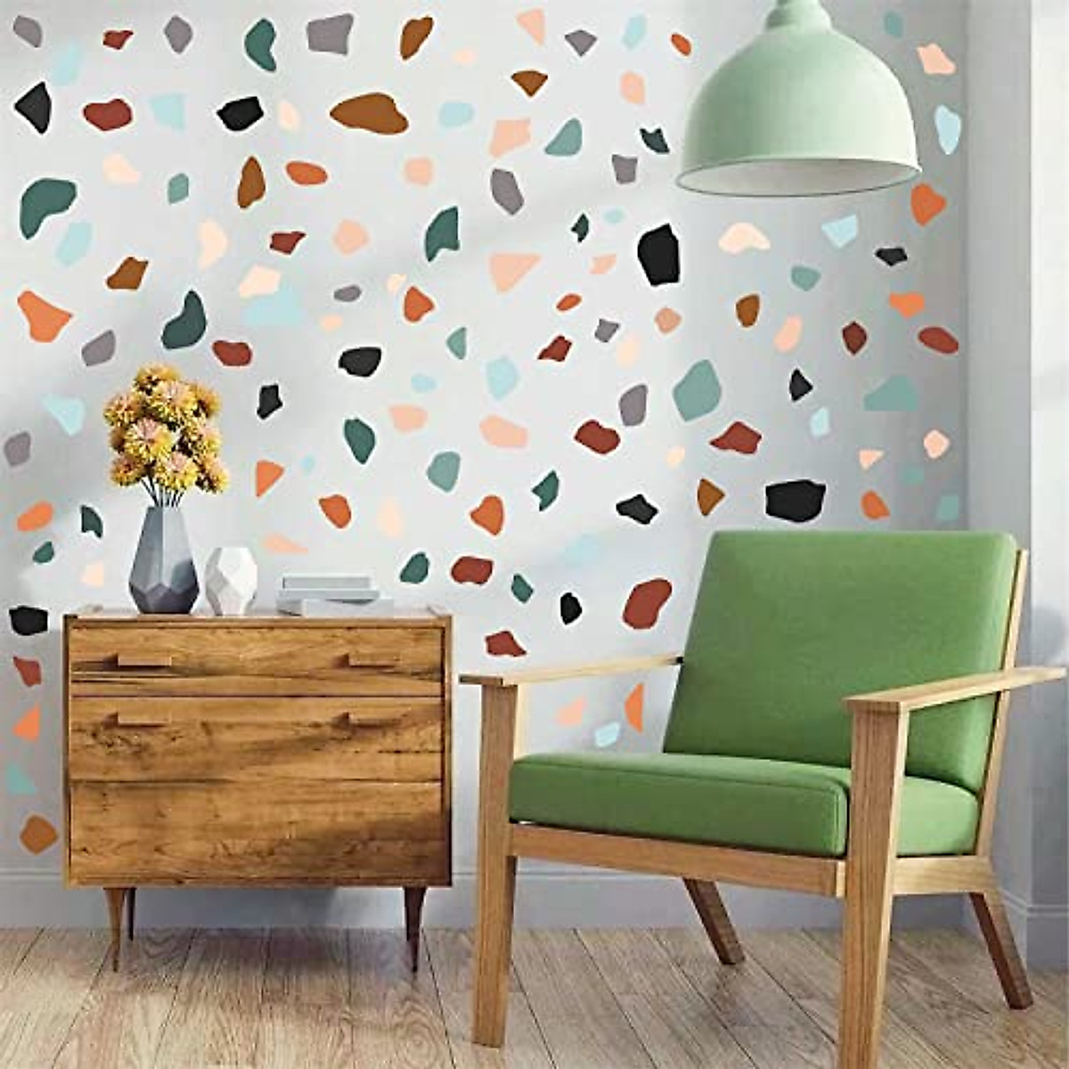 Terrazzo Wall Decals Irregular Stones Wall Sticker Multicolor Polka Dot Wall Stickers Modern Geometric Abstract Wall Decals Living Room Nursery Bedroom Decor