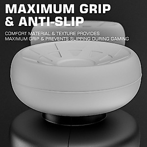 PlayRealm NO FALLING OFF Thumbstick Extender & Silicone Grip Cover 2 Sets for PS5 & PS4 Controller (Turbo White)