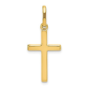 14k Yellow Gold Cross Pendant Charm - 1" Inch - 28mm x 13mm - Jewelry Gifts For Women Wife Mom Gifts For Men Husband Dad