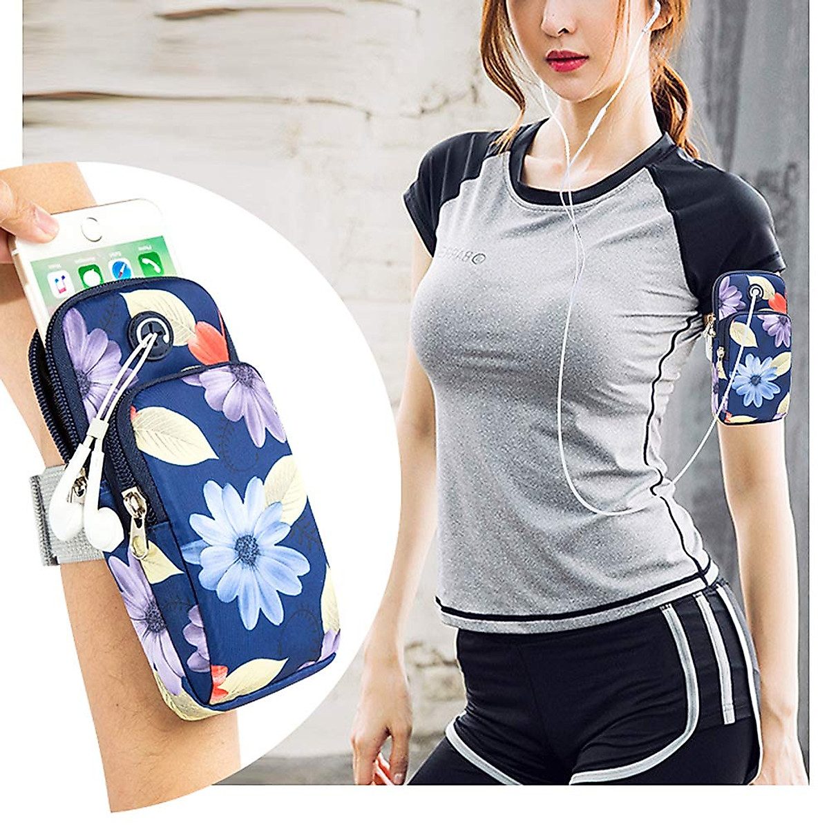 WATACHE Sports Arm Bag, Universal Unisex Armbands Exercise Workout Running Gym Armbands Phone Holder Pouch Case with Earphone Hole for iPhone, Samsung Galaxy and LG,#1Dark Blue