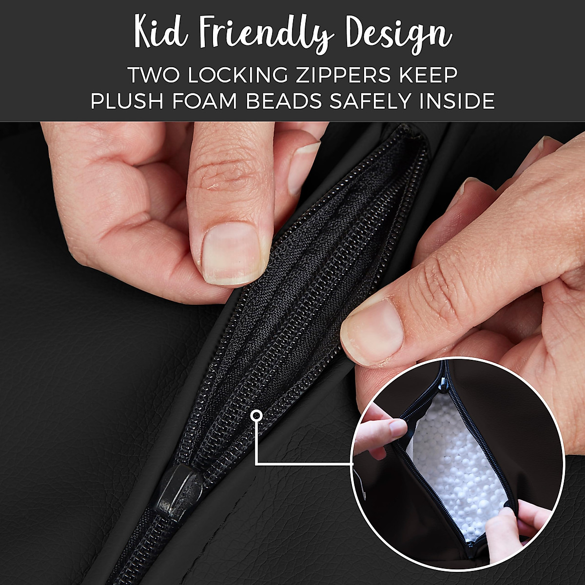 Factory Direct Partners 10478-BK SoftScape Classic 35" Junior Bean Bag Chair, Furniture for Kids, Libraries or Home - Black