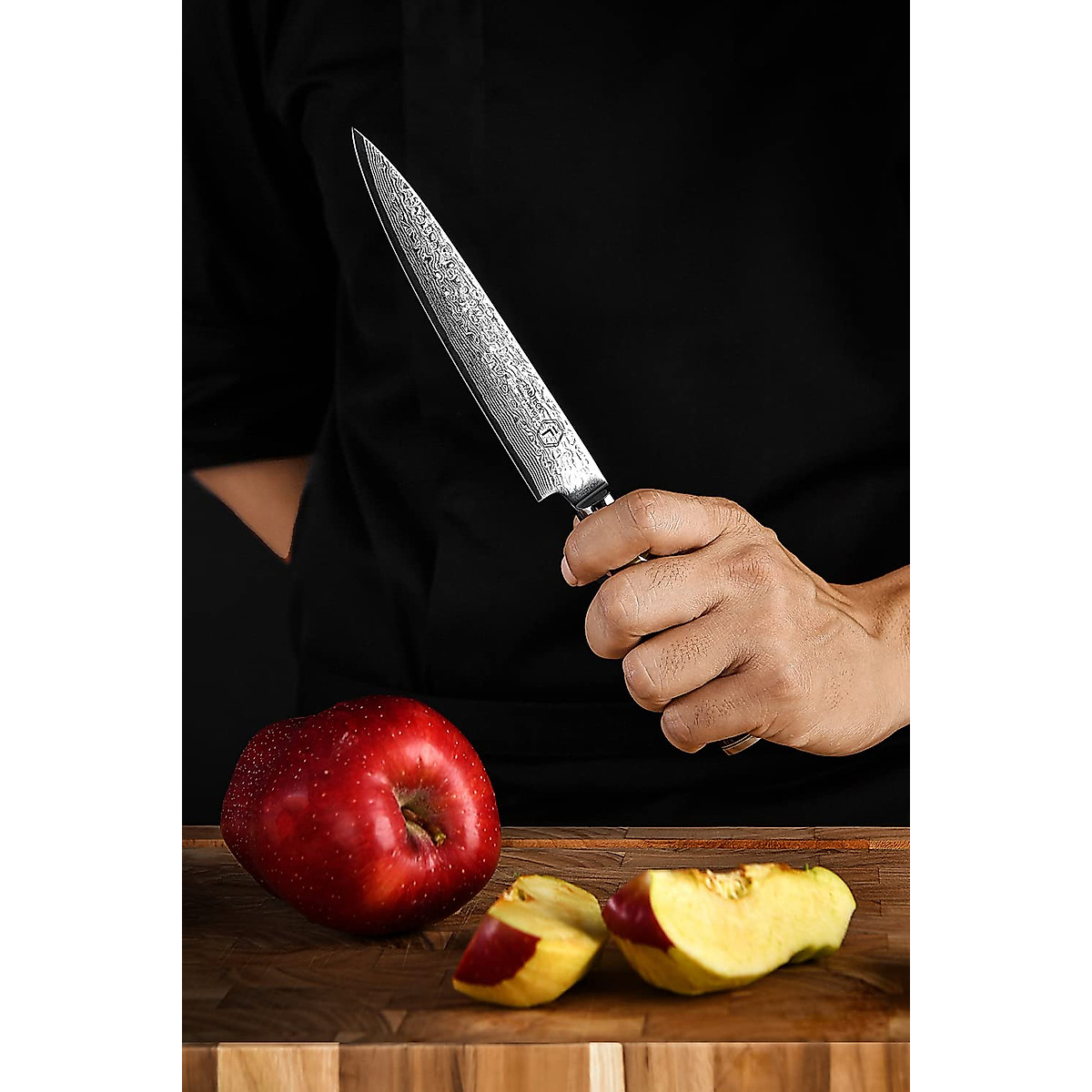 FANTECK Utility Knife 6 Inch, Japanese Damascus Kitchen Petty Knife, VG10 67 Layer Pro Razor Sharp Cutting Fruit Carving Chef’s Paring Knives with Sheath& Gift box, Ergonomic Pakkawood Handle