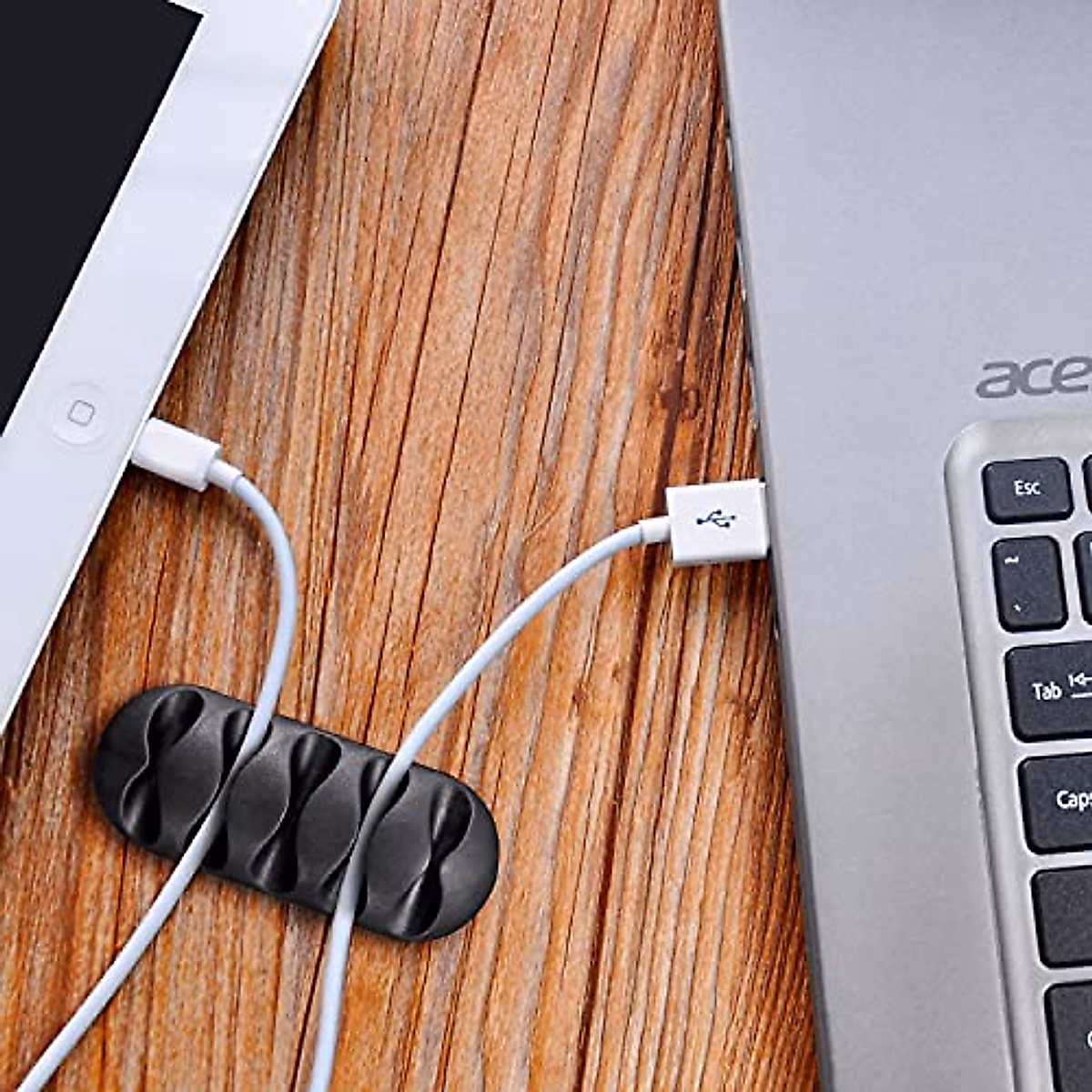 18 Pack Cable Clips Self Adhesive Cord Holders Ideal Cable Cords Management for Organizing Cable Wires Home, Office, Car, Desk Nightstand (18-Black)