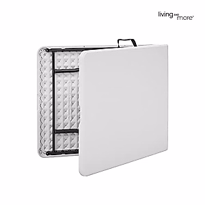 Living and More 6 Foot Fold-in-Half Table with Curve Legs, White