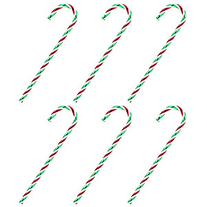 WWW 6 Pieces Tree Ornaments Candy Cane, Plastic Candy Cane Ornaments for Christmas Tree Decorations Office School Outdoor Indoor Holiday Decor-15cm Length, Red and Green