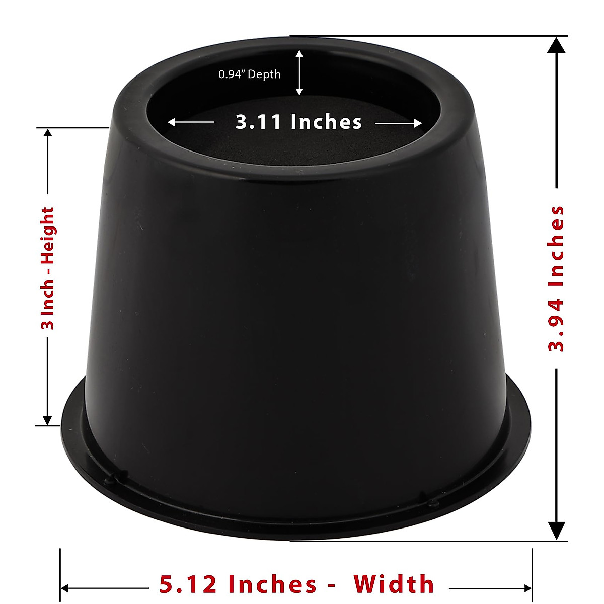 Utopia Bedding Bed Risers 3 Inch - 4 Pack - Round Furniture Risers with Top Anti-Slip Foam with Metal Plate & Bottom Rubber Pads - Bed Risers Heavy Duty for Sofa, Couch & Chair Lifts (Black)