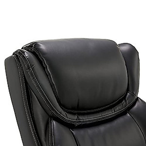 La-Z-Boy Harnett Big & Tall Executive Office Comfort Core Cushions, Ergonomic High-Back Chair with Solid Wood Arms, Bonded Leather, Black