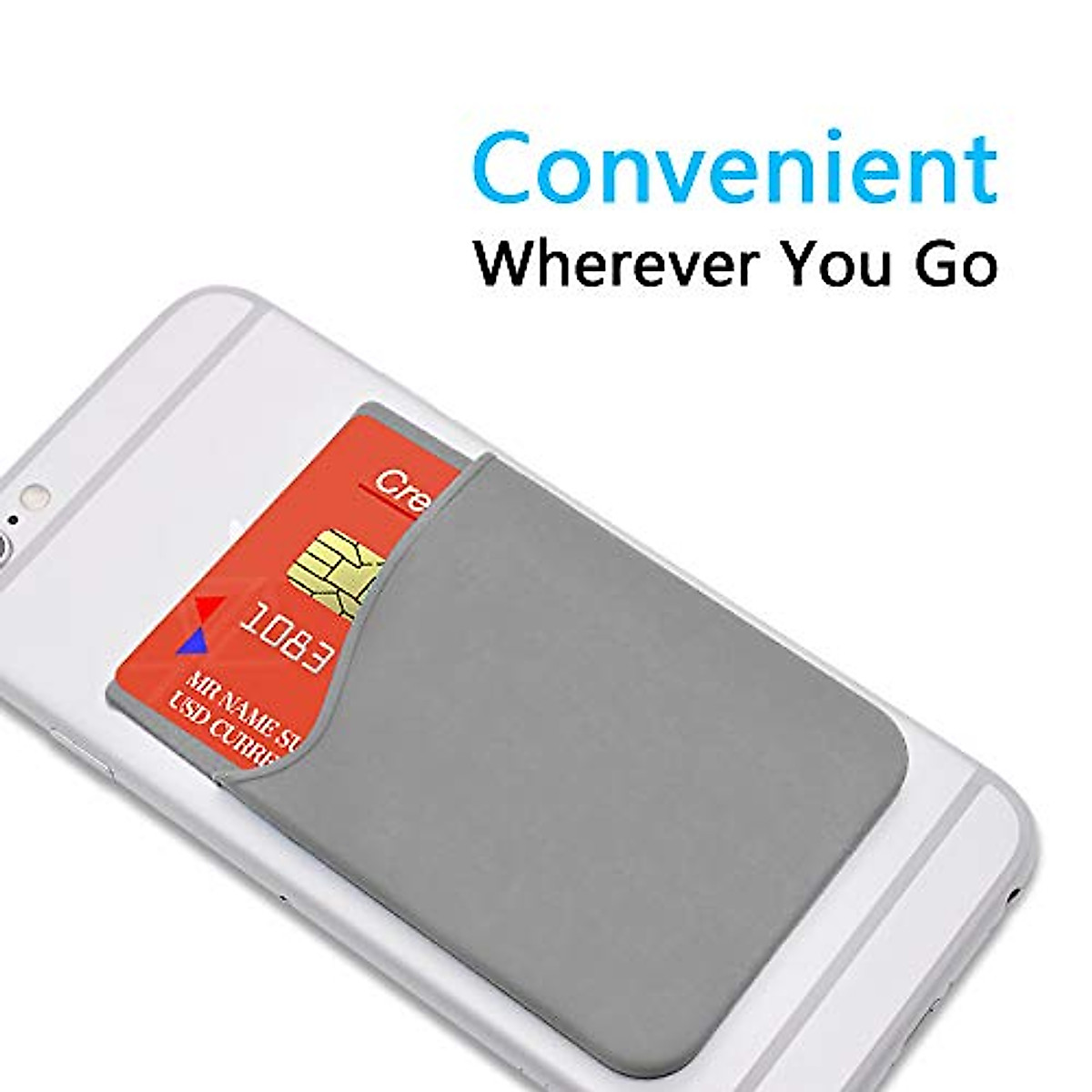 EGALO Phone Card Holder, Cell Phone Wallet, Ultra-Slim Silicone 3M Adhesive Stick-on ID Credit Card Phone Case Pouch Sleeve Pocket for Smartphones (iPhone/Android/Samsung Galaxy) - 6 Pack