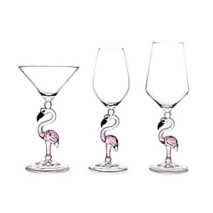 Creative Pink Flamingo Cocktail Martini Goblet Glass Cool Tableware Unique Bar Wine Set (2, 330ml wine glass)