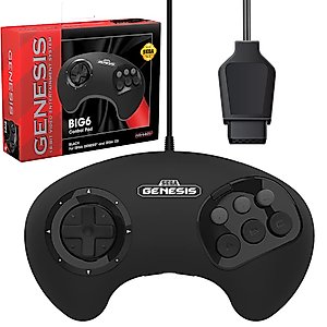 Retro-Bit BIG6 Controller Pad for SEGA Genesis - Original Port - Black