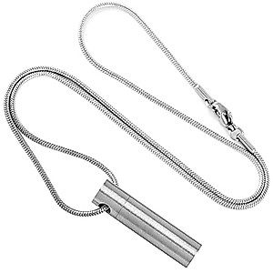 MYPOWER Stainless Steel Cylinder Urn Pendant Necklaces for Ashes Dog Pet Paw Print-Cremation Jewelry Keepsake Memorial