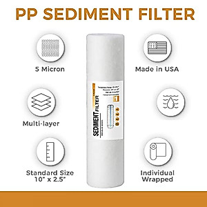 iSpring F3US Standard Reverse Osmosis RO Systems 6-Month Prefilter Replacement Supply Cartridge Pack Set, 3 Filters w/Sediment, CTO and GAC, 10" X 2.5", Fits PH100, RO100, Made in USA